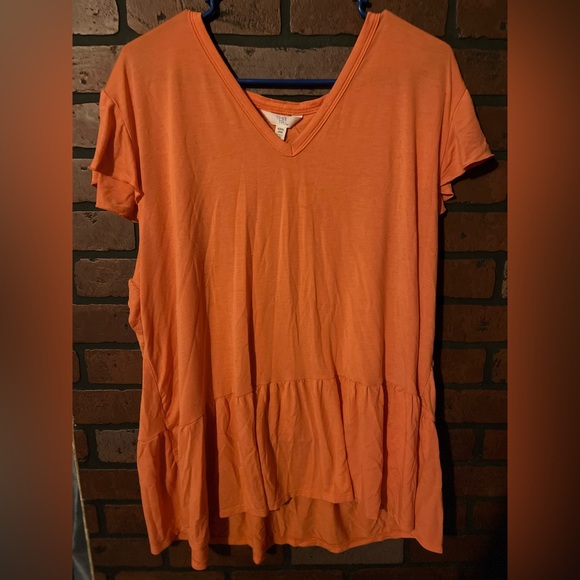 Time and Tru | Tops | Orange Ruffle Top | Poshmark
